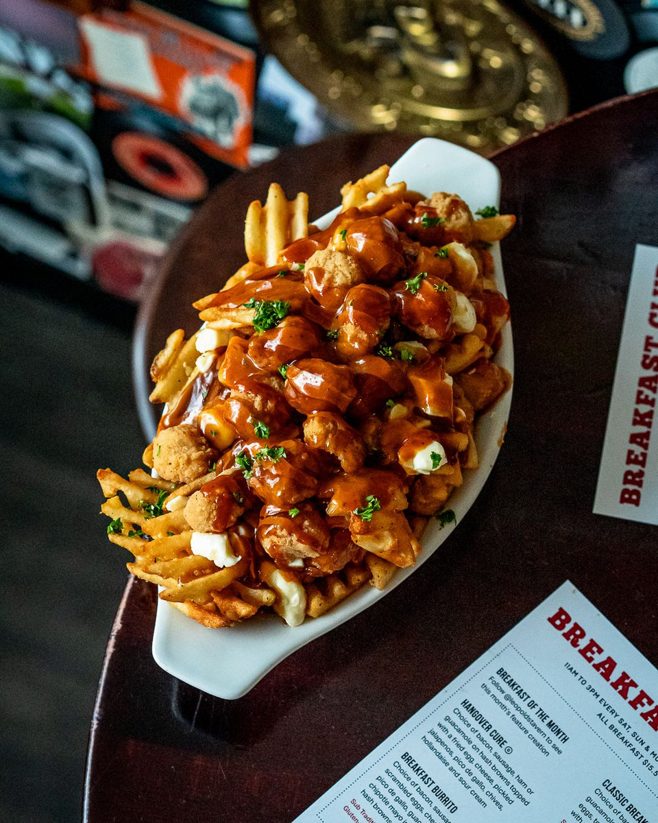 Chicken & Waffle Fries Poutine (May 26 - June 1) – Leopold's Tavern